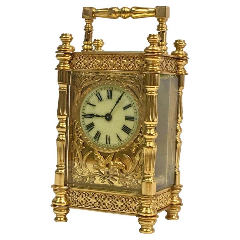 Fine Antique Decorative 24-Karat Gold Gilt Timepiece Carriage Clock at ...