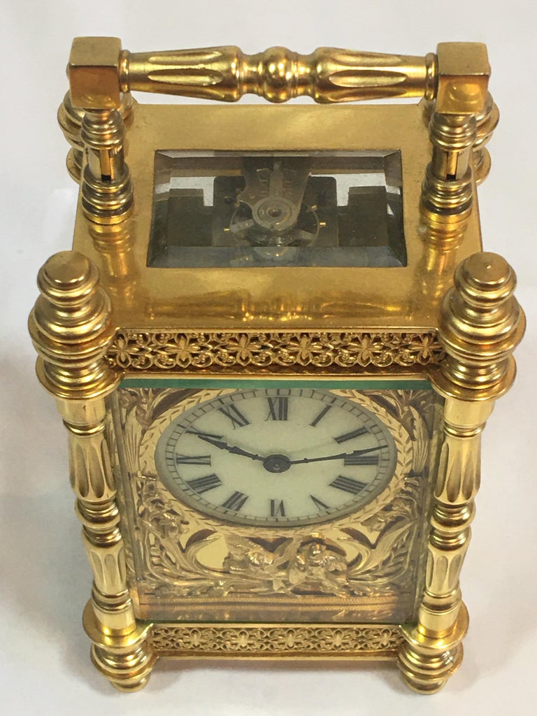 Fine Antique Decorative 24-Karat Gold Gilt Timepiece Carriage Clock at ...