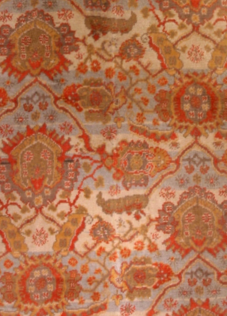 Fine Antique English Axminster Bold Botanic Handmade Wool Rug For Sale ...