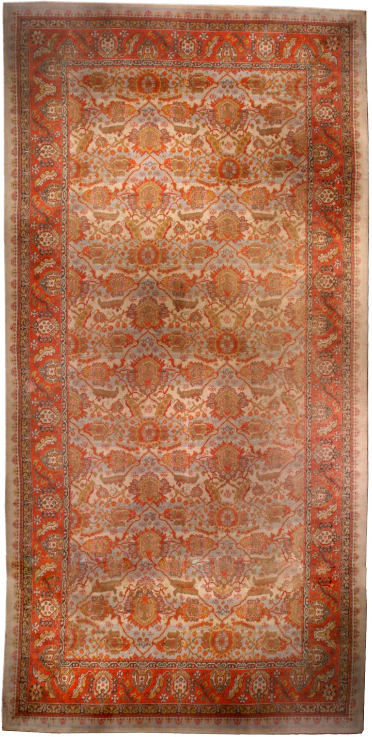 Fine Antique English Axminster Bold Botanic Handmade Wool Rug For Sale ...