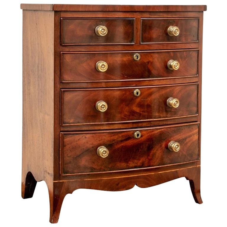 Fine Antique English Mahogany Salesman's Sample Bow-Front Chest at 1stDibs