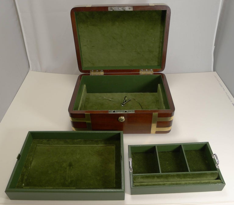 Fine Antique English Military/Campaign Brass Bound Mahogany Jewelry Box ...