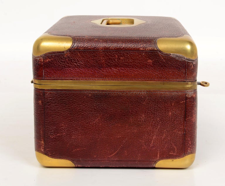 Fine Antique French Leather and Brass Jewelry Box Late 19th c, Signed ...