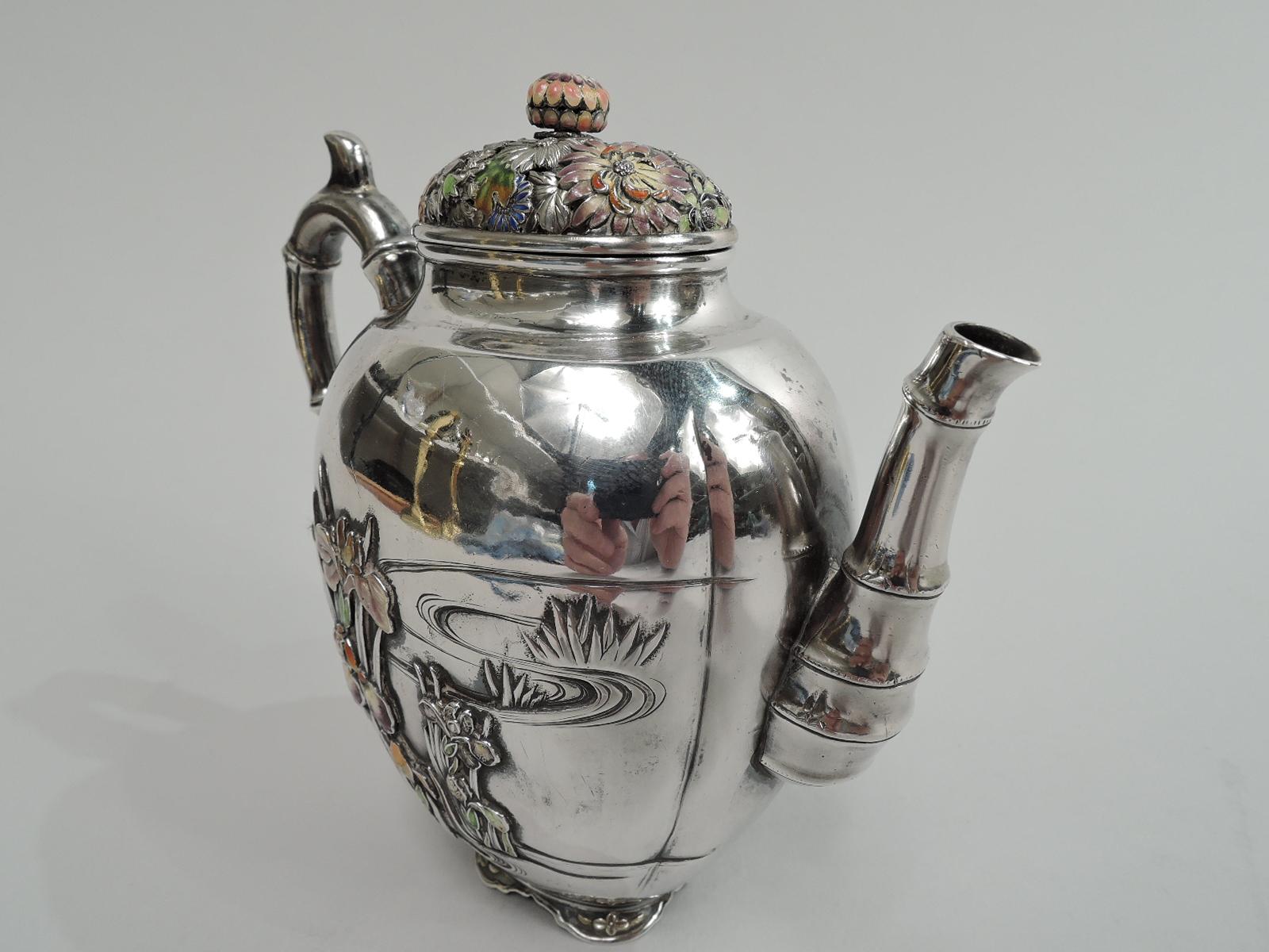 Fine Antique Japanese Silver and Enamel Saki Pot For Sale at 1stDibs ...