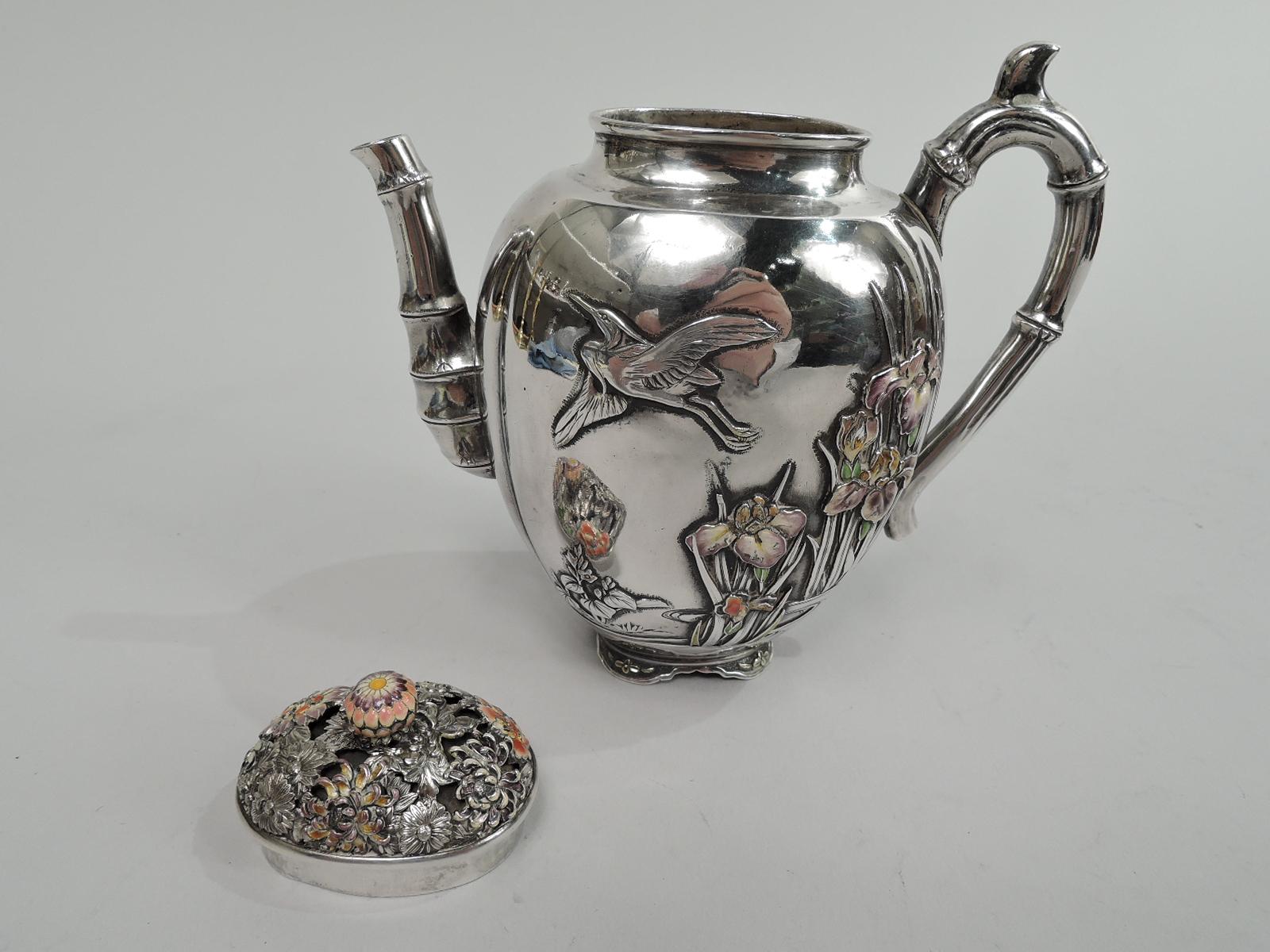 Fine Antique Japanese Silver and Enamel Saki Pot For Sale at 1stDibs ...