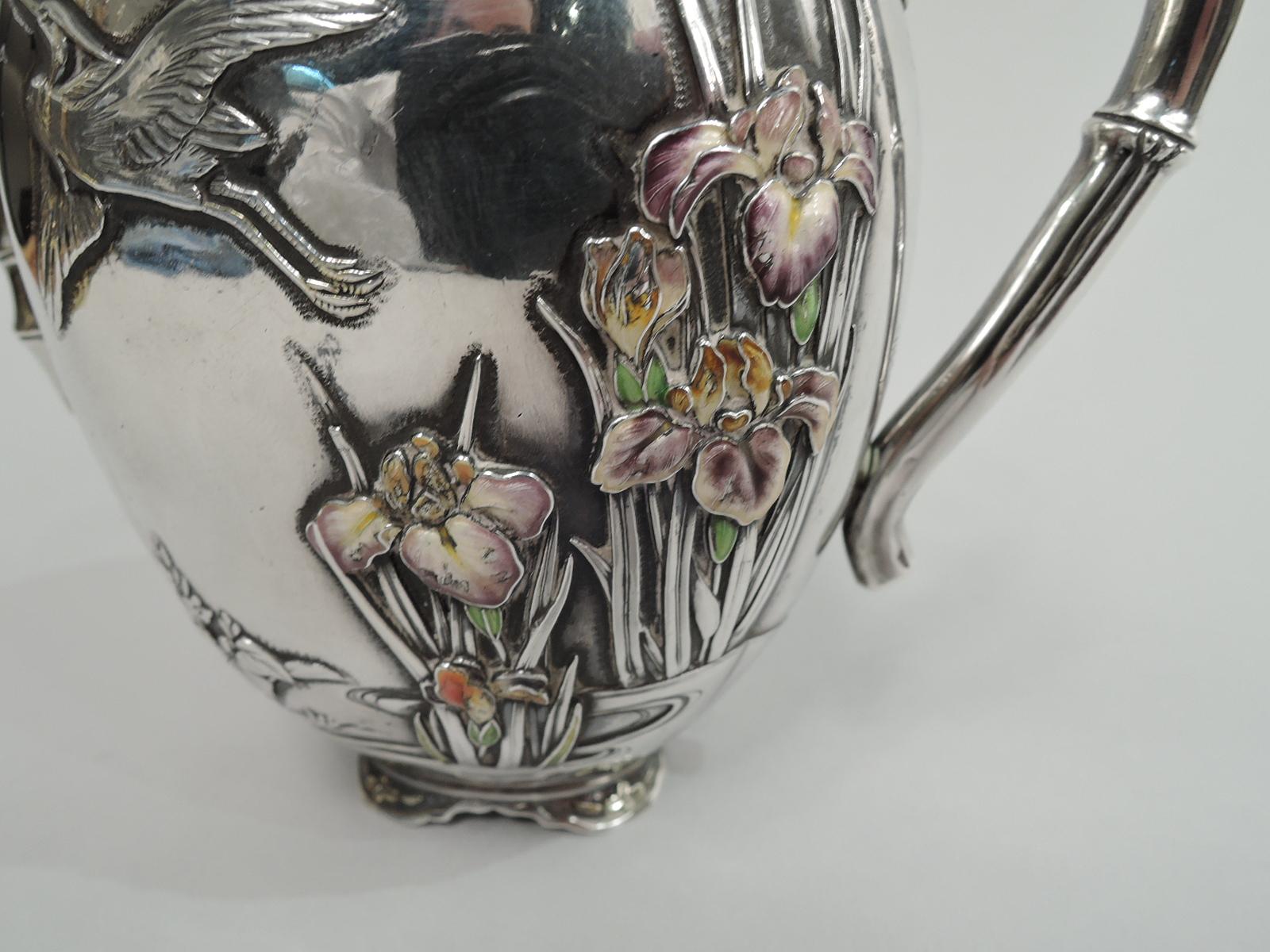 Fine Antique Japanese Silver and Enamel Saki Pot For Sale at 1stDibs ...