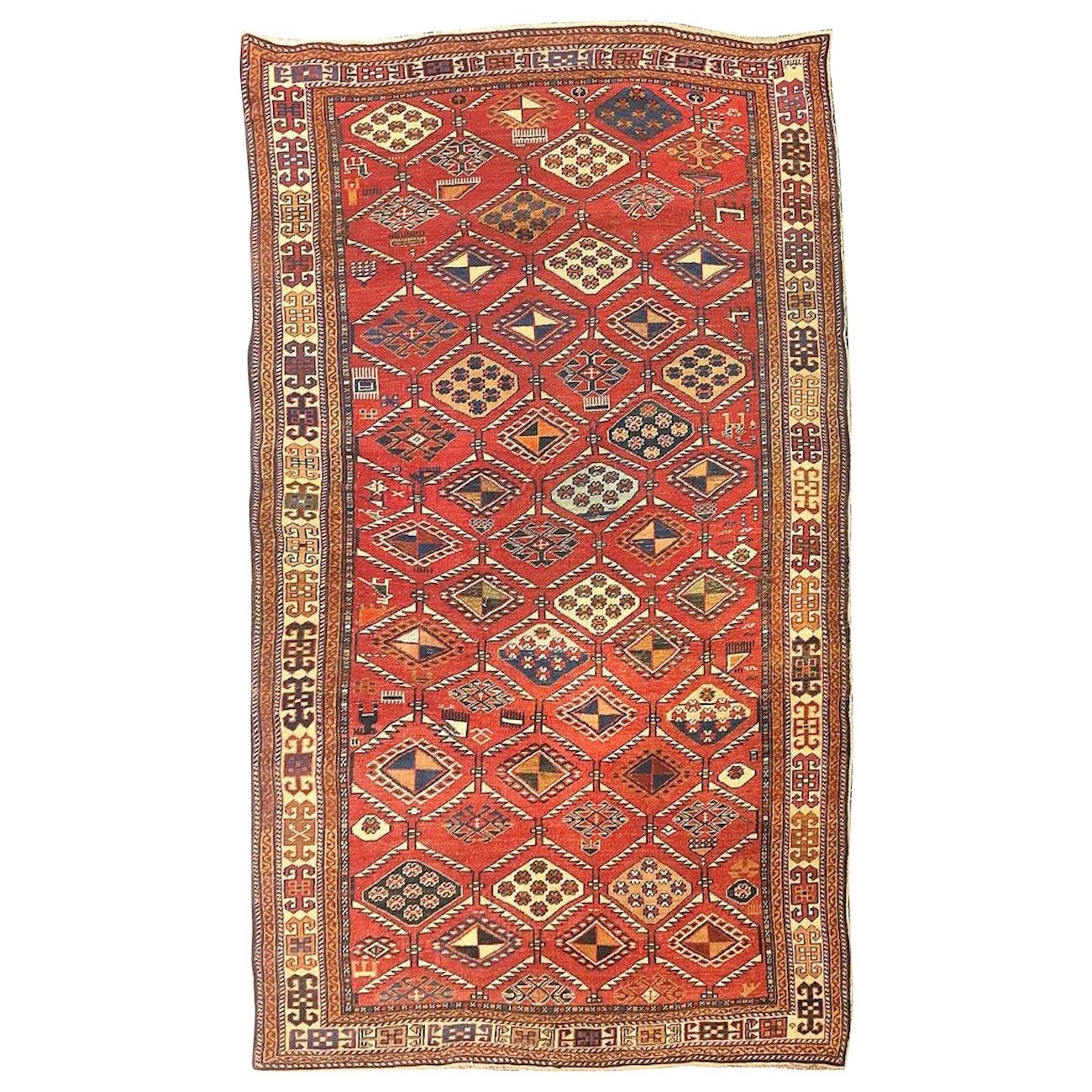 Handmade Antique Caucasian Kazak Rug, 1880s, 1B758 For Sale at 1stDibs