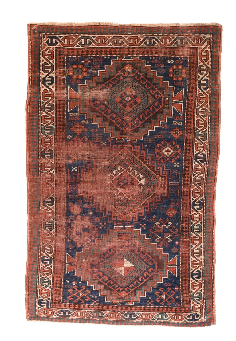 Fine Antique Kazak Russian Rug, Hand Knotted, circa 1910 at 1stDibs