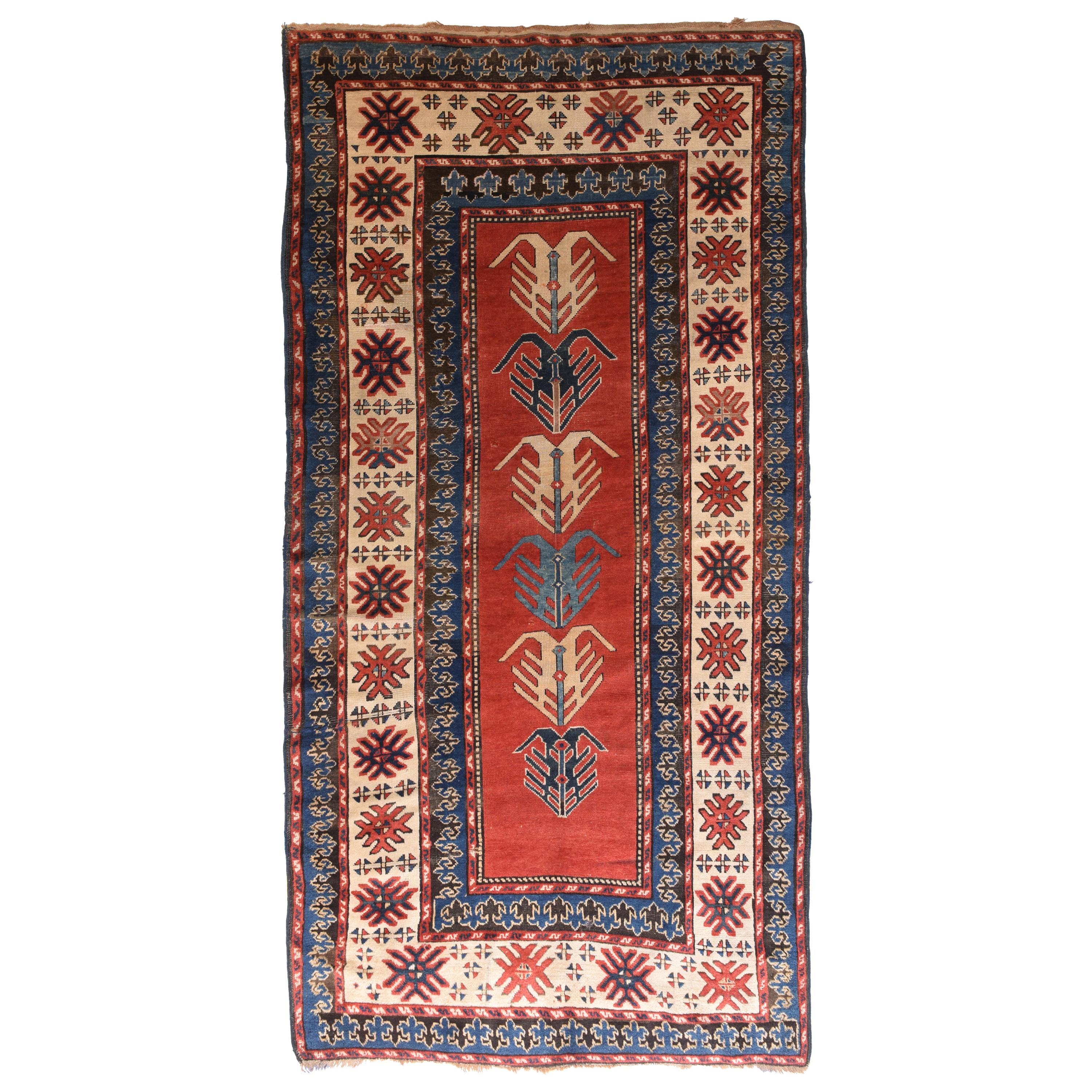 Antique 19th Century Caucasian Kazak Rug For Sale at 1stDibs