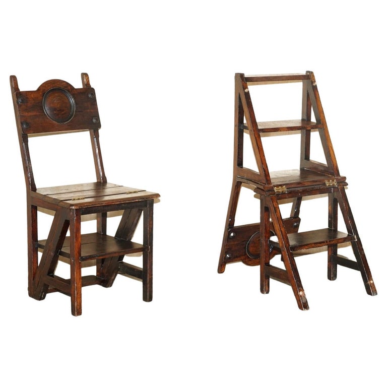 Fine Antique Mid Victorian circa 1850 Metamorphic Library Steps ...