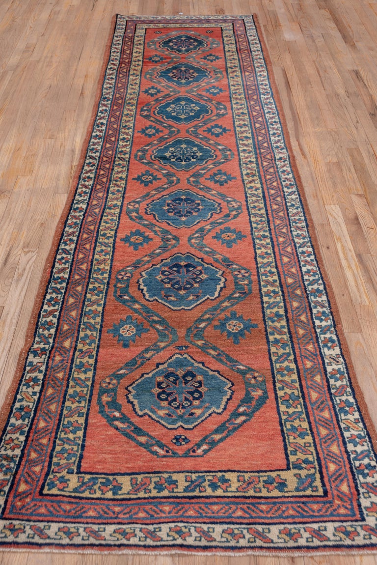 Fine Antique Northwest Persian Tribal Runner, Bright Red Field, Blue ...