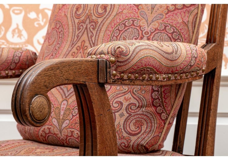 Fine Antique Paisley Upholstered Regency Style Armchair For Sale at 1stDibs