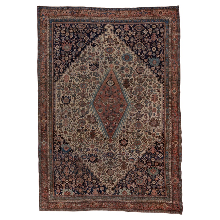Fine Antique Persian Bidjar Carpet, Rich Colors, Crab Design For Sale ...