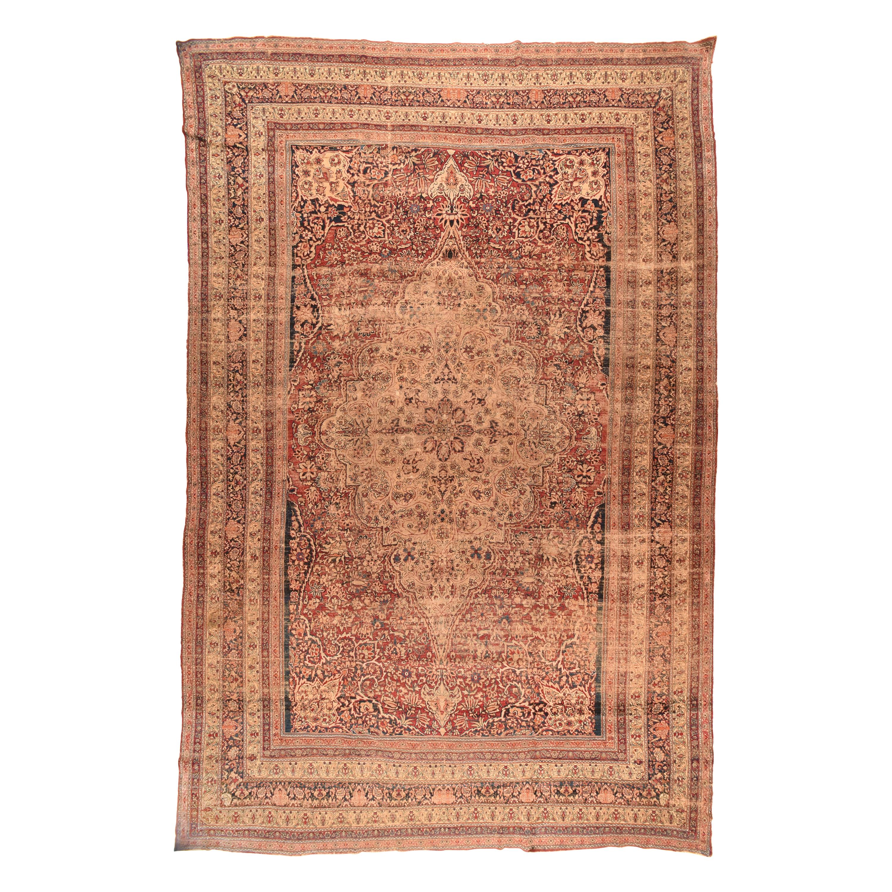 Antique Royal Blue Persian Lavar Kerman Rug, circa 1940 - FREE SHIPPING ...