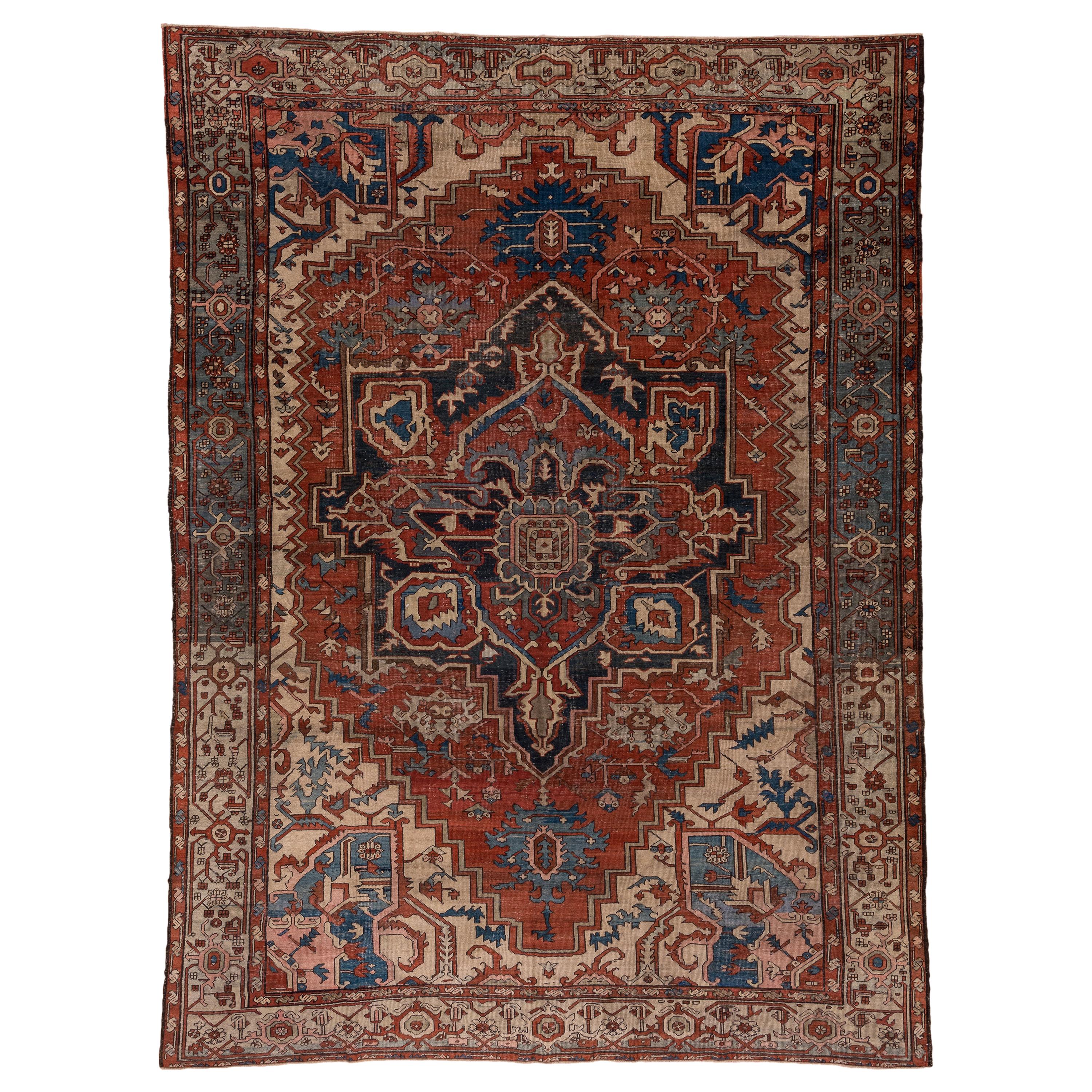 Spectacular Large Antique Persian Bakshaish Serapi Rug with Beautiful ...