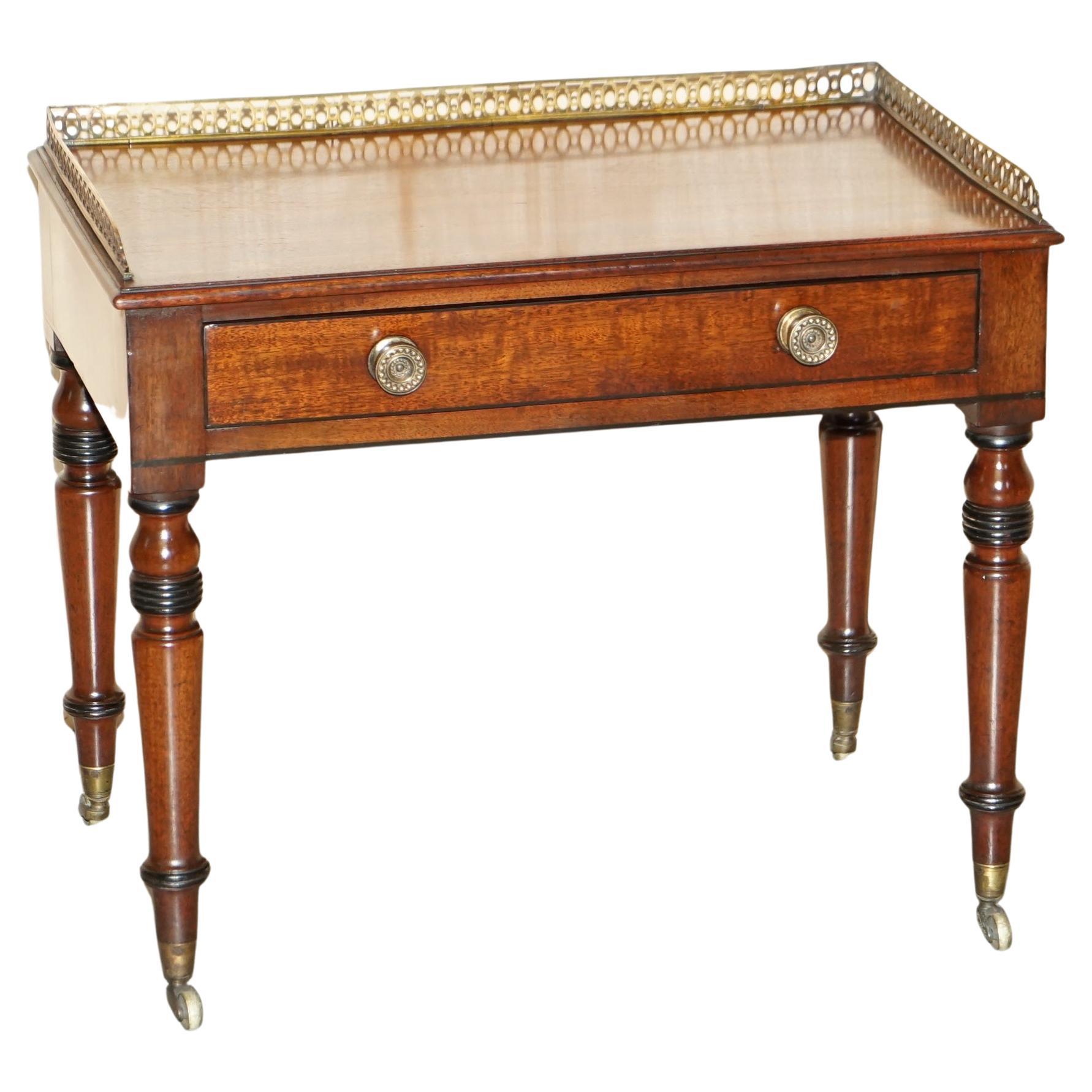Lovely Flamed Hardwood Gallery Rail Side Table Claw and Ball Feet ...