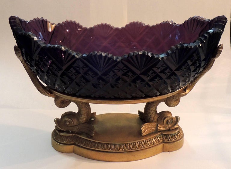 Fine Antique Russian Cut Amethyst Crystal Dore Bronze Dolphin ...