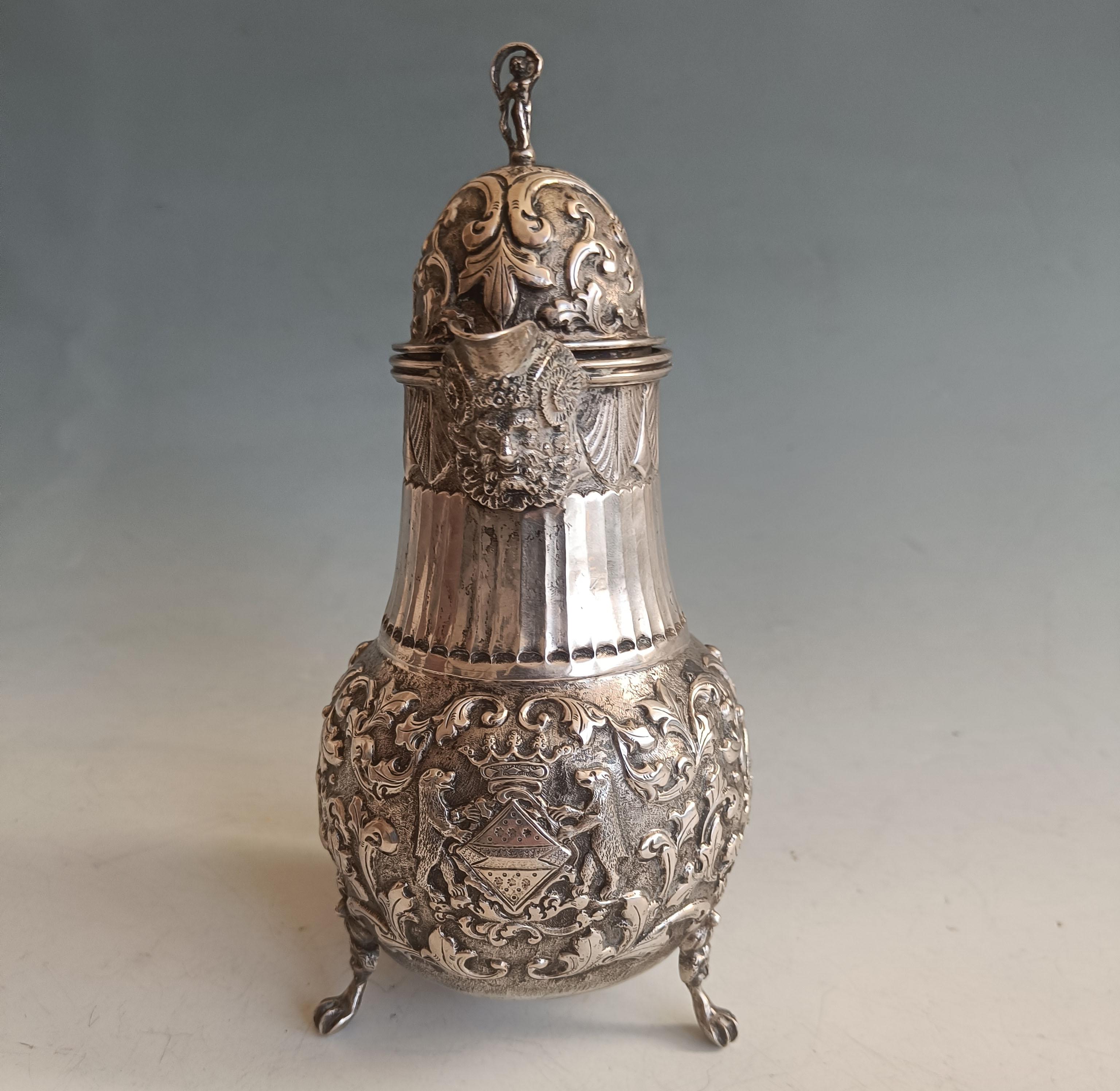 Fine Antique silver Dutch coffee pot 19th century For Sale at 1stDibs