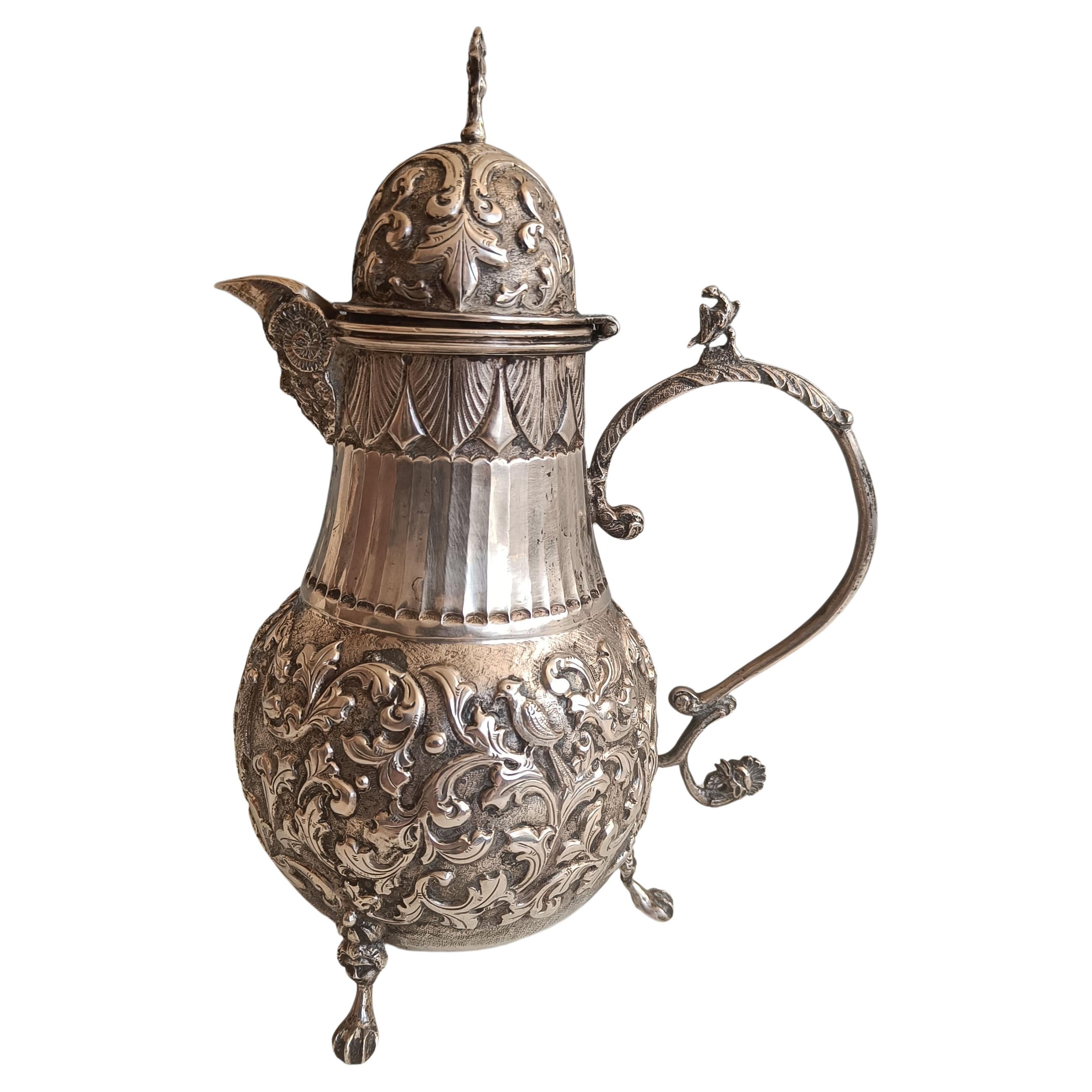 Fine Antique silver Dutch coffee pot 19th century For Sale at 1stDibs