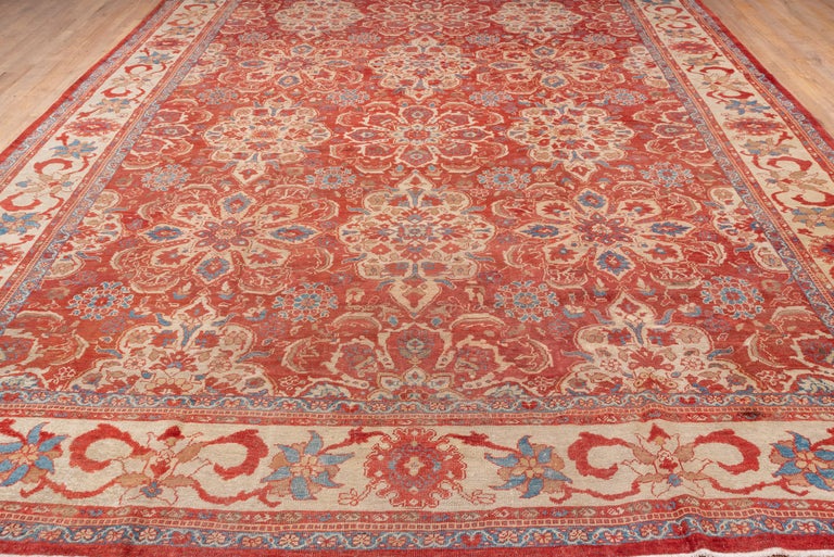 Fine Antique Sultanabad Carpet, Bright Rust Allover Field and Light ...