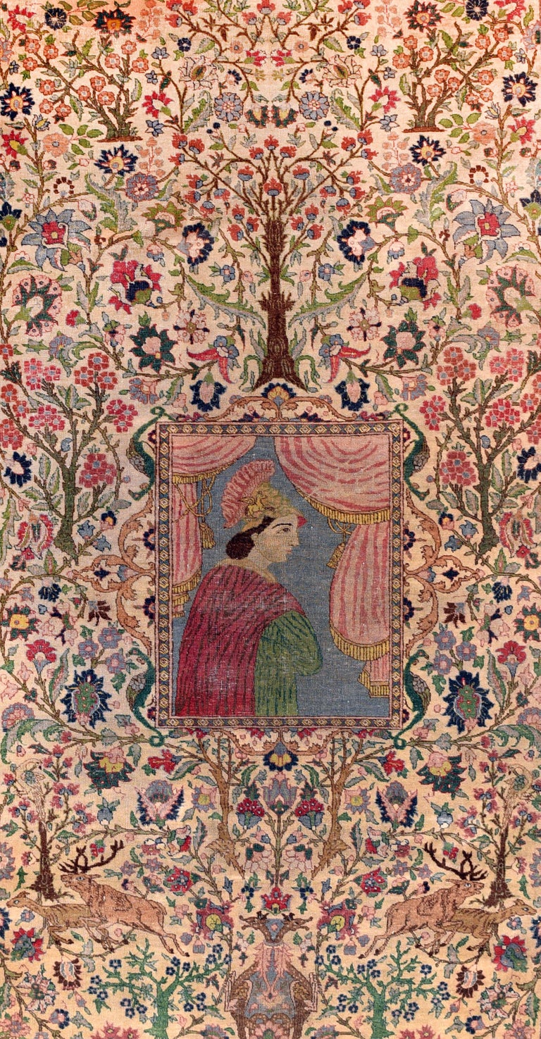 Fine Antique Tabriz Pictorial Rug, Hand Knotted, circa 1920 at 1stDibs