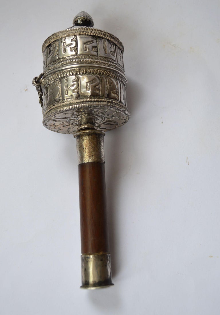Fine Antique Tibetan Ritual Silver Prayer wheel at 1stDibs