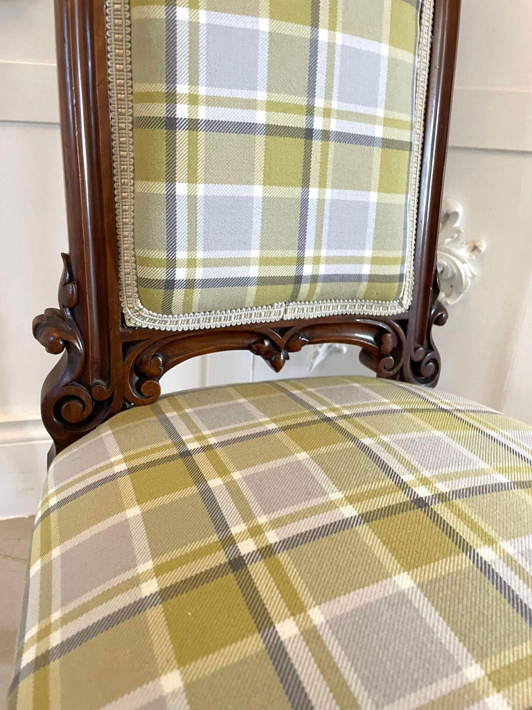 Fine Antique Victorian Carved Walnut Ladies Chair For Sale at 1stDibs