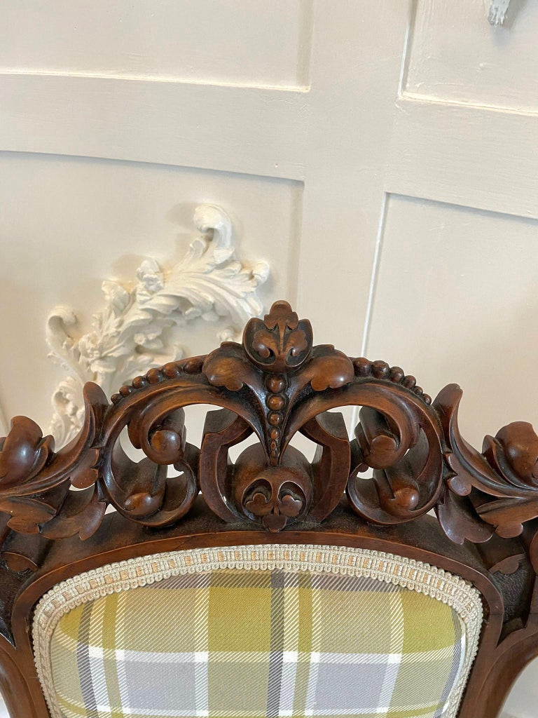 Fine Antique Victorian Carved Walnut Ladies Chair For Sale at 1stDibs