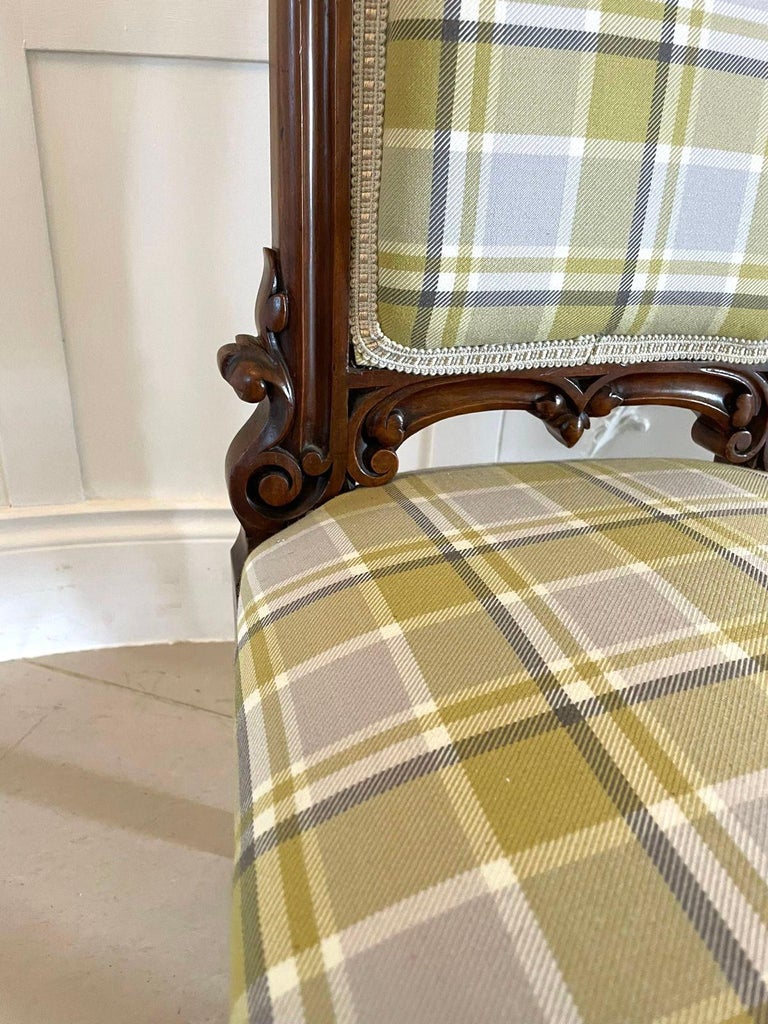 Fine Antique Victorian Carved Walnut Ladies Chair For Sale at 1stDibs