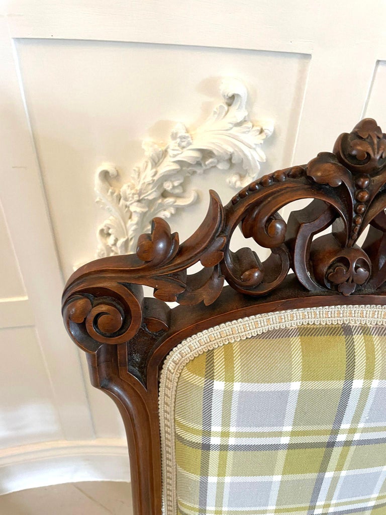 Fine Antique Victorian Carved Walnut Ladies Chair For Sale at 1stDibs