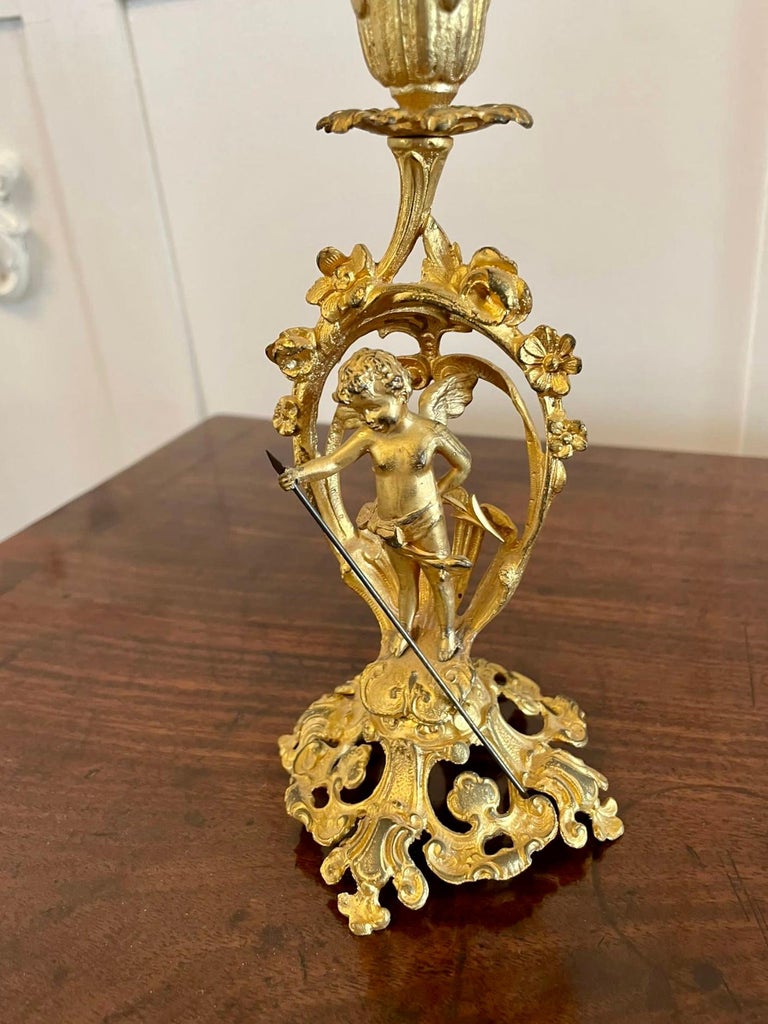 Fine Antique Victorian Ornate Gilded Clock Set For Sale at 1stDibs