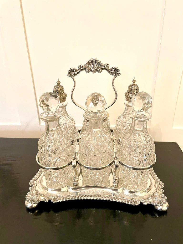 Fine Antique Victorian Silver Plated Six Bottle Cruet Set For Sale at ...