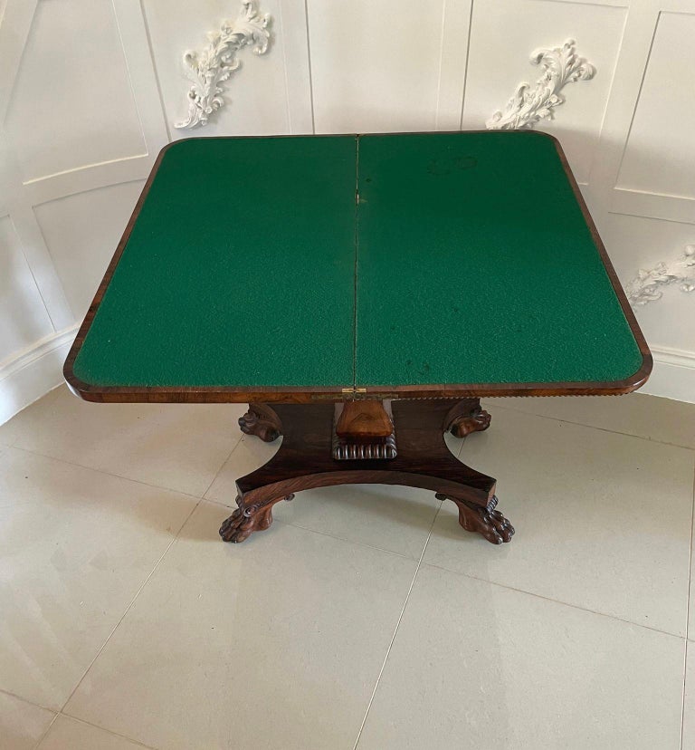 Fine Antique William IV Rosewood Card Table For Sale at 1stDibs