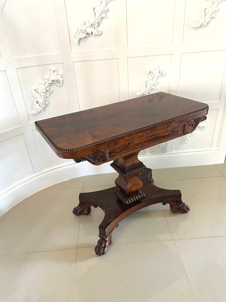Fine Antique William IV Rosewood Card Table For Sale at 1stDibs