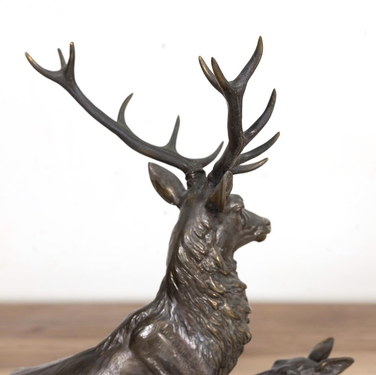 Fine Art Deco Louis Albert Carvin Spelter Animalier Sculpture of Stag ...