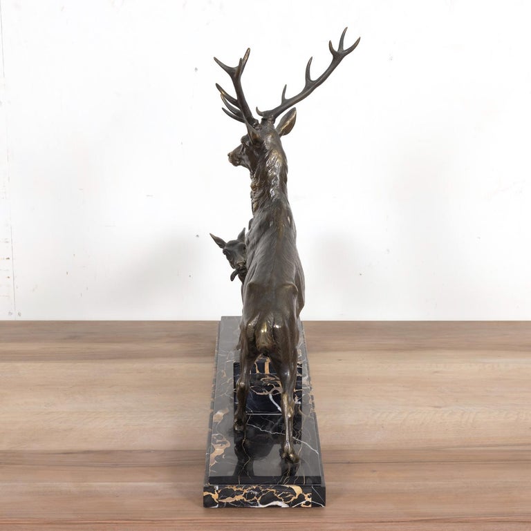 Fine Art Deco Louis Albert Carvin Spelter Animalier Sculpture of Stag ...