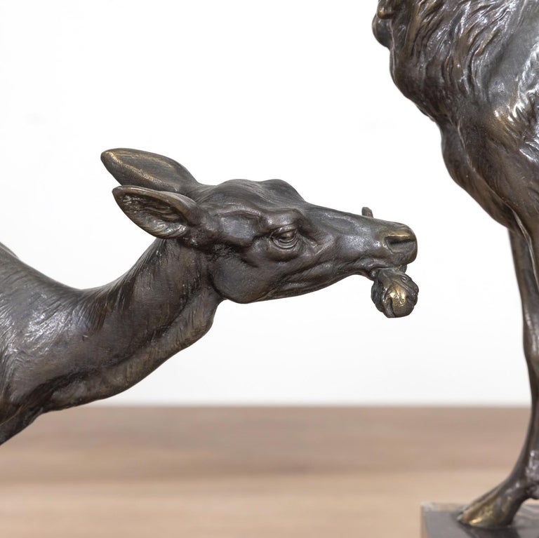 Fine Art Deco Louis Albert Carvin Spelter Animalier Sculpture of Stag ...