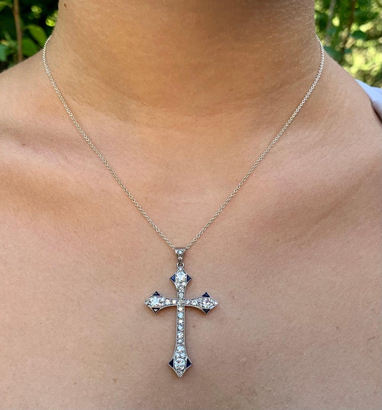Fine Art Deco Period Diamond Platinum Cross, Circa 1920 at 1stDibs