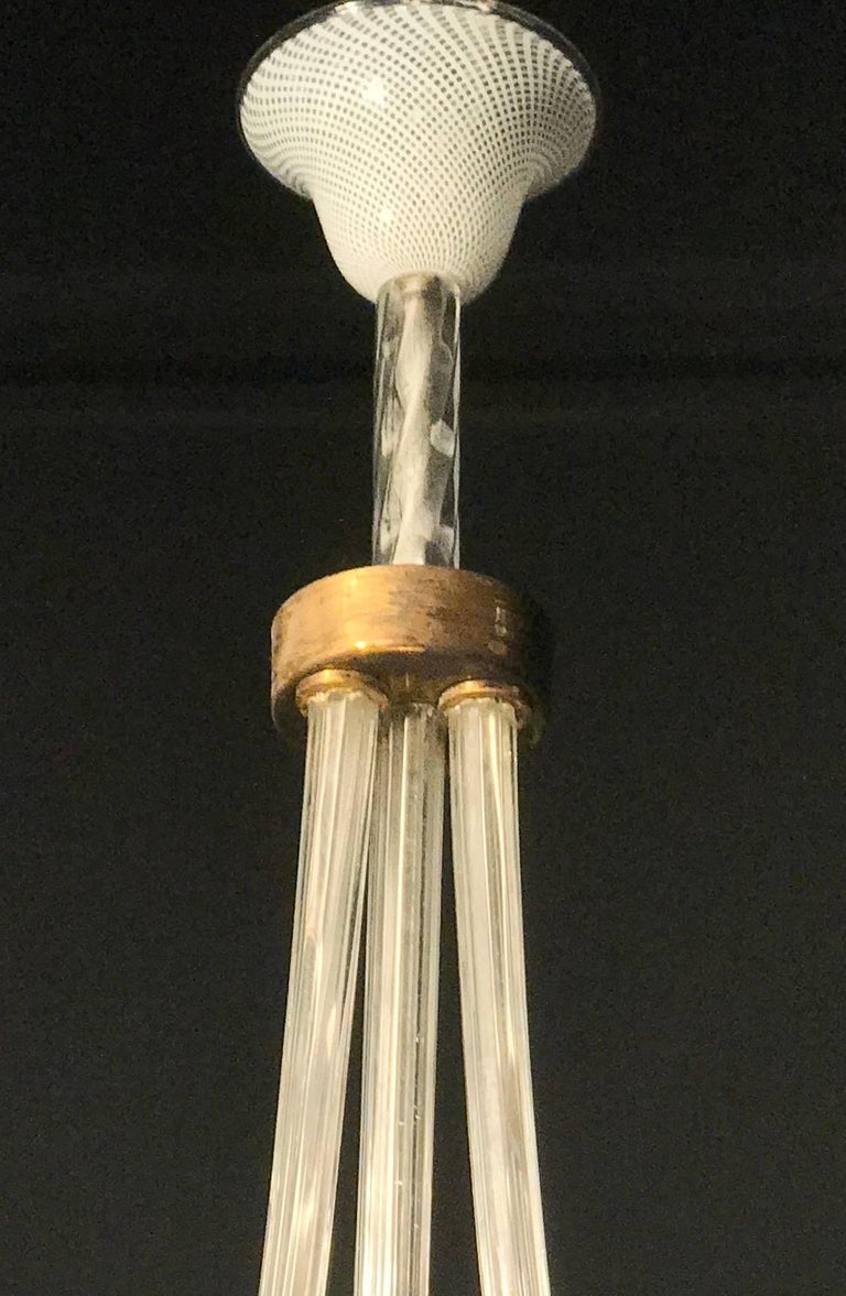 Fine Art Deco Reticello Murano Glass Chandelier by Venini 1940s at 1stDibs
