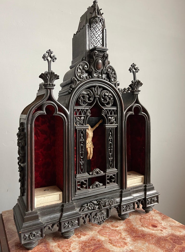 Fine Art Gothic Revival Hand Carved Miniature Chapel Stand Home Altar ...