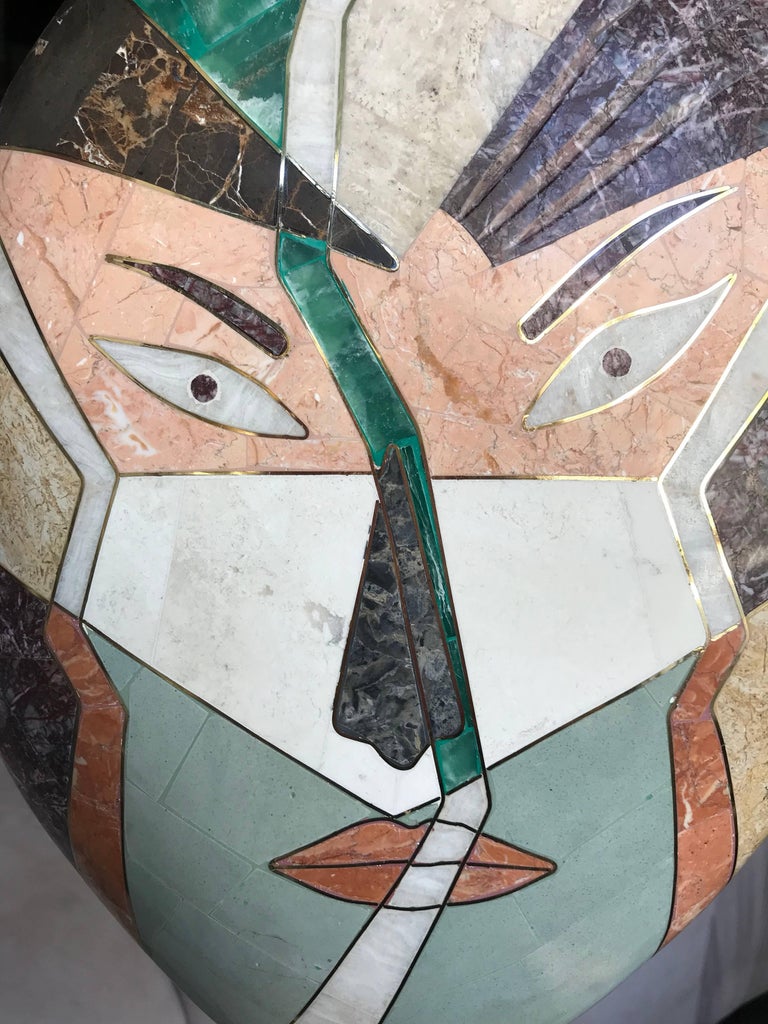 80s Modern Marble and Stone Mask Sculpture by Joseph de Castro at 1stDibs