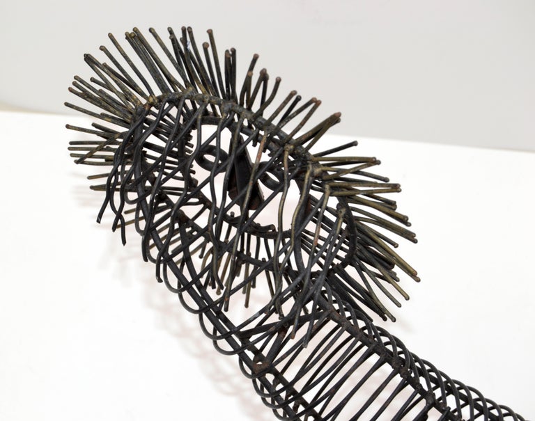 Fine Art Mid-Century Modern Black Wire Lion Table Sculpture, Animal ...