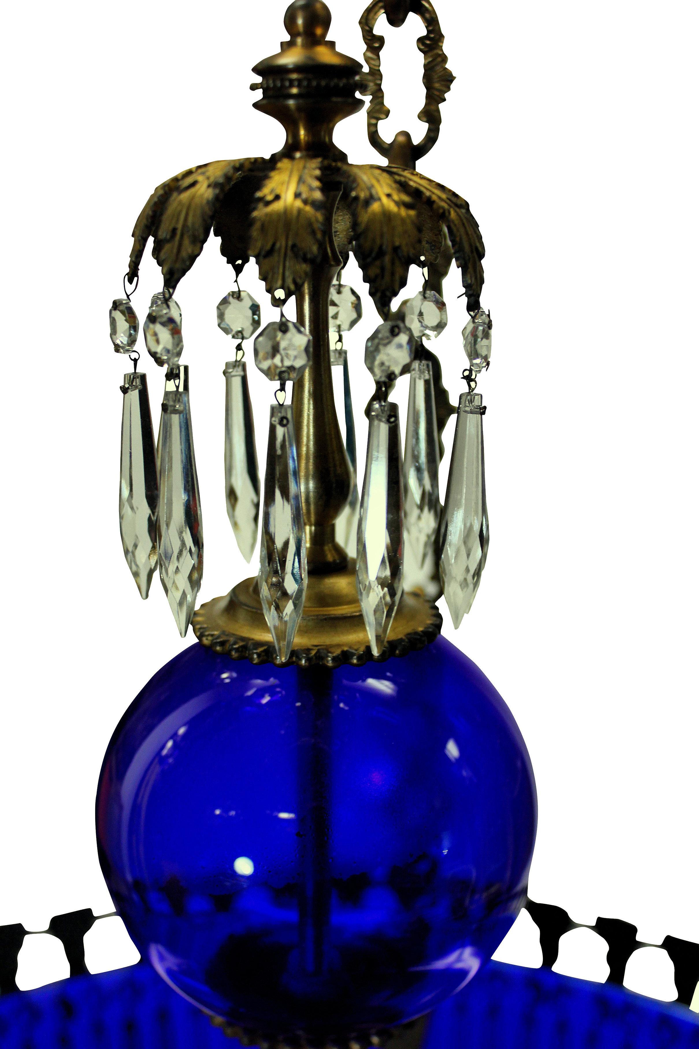 Fine Baltic Chandelier in Blue Glass For Sale at 1stDibs