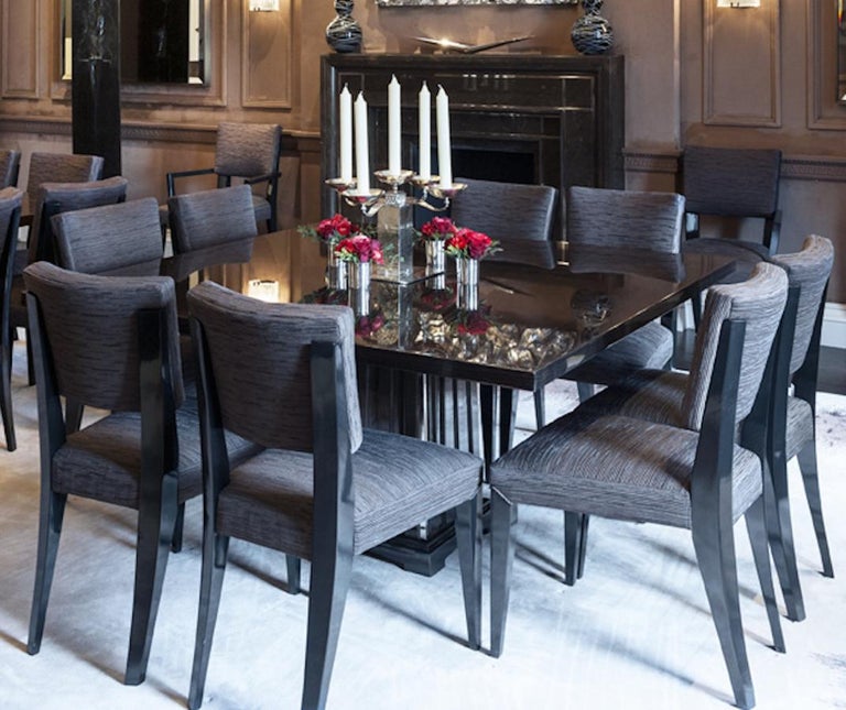 Fine Bespoke Dining Room Table, Veneer Wood Top and Base with Chrome ...