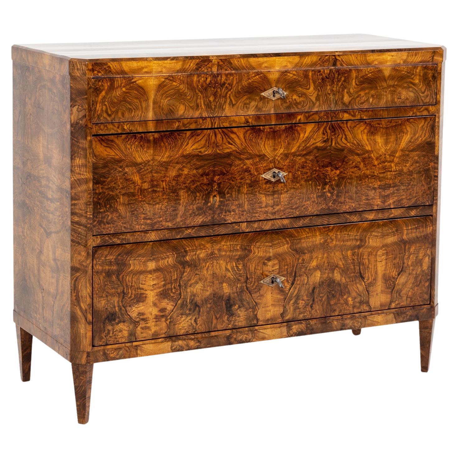 Single Biedermeier Three Drawer Commode For Sale at 1stDibs