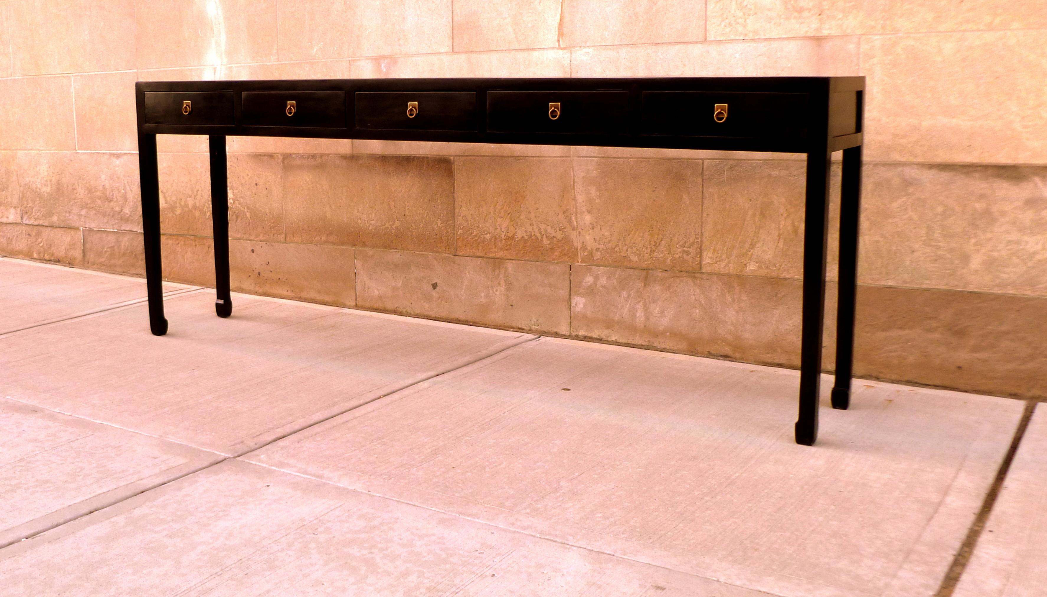 Fine Black Lacquer Console Table For Sale at 1stDibs