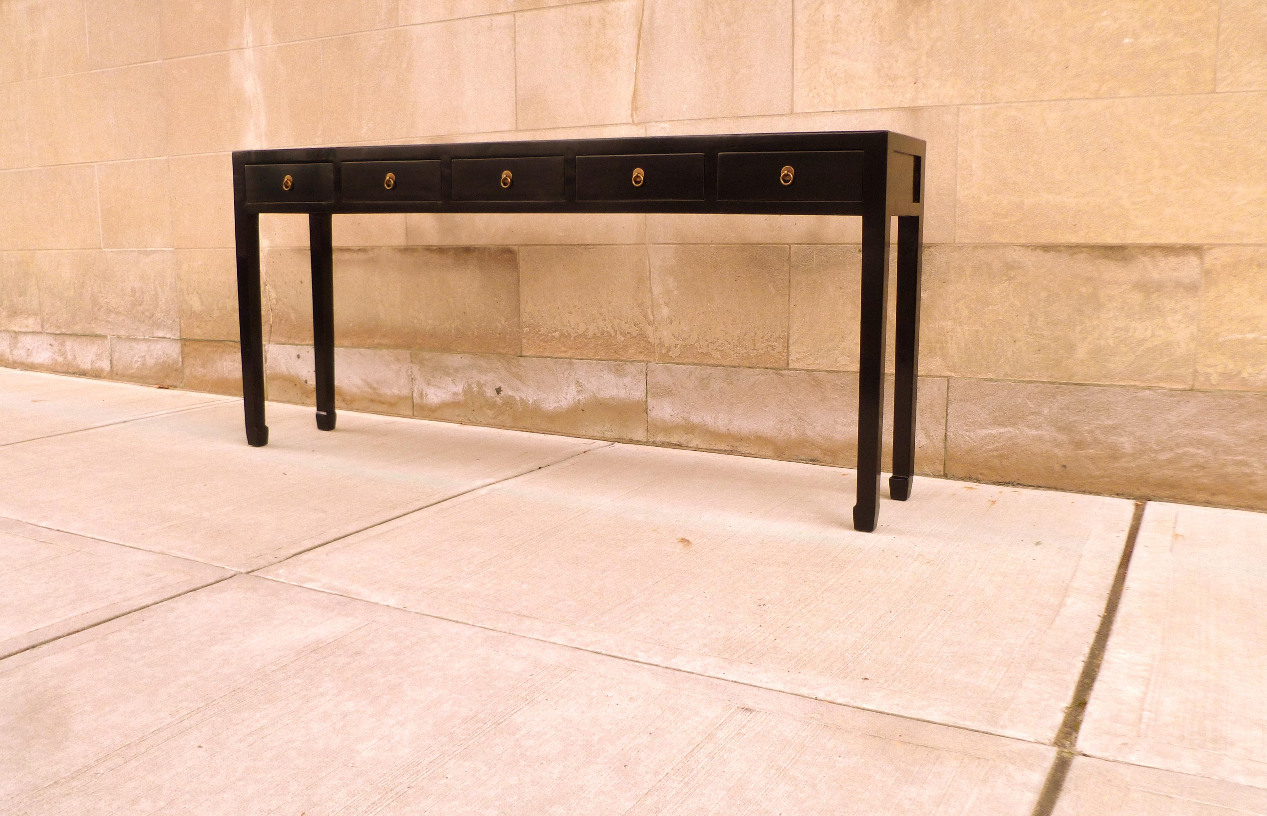 Fine Black Lacquer Console Table For Sale at 1stDibs