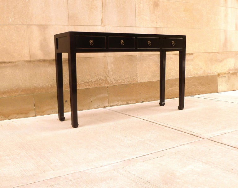 Fine Black Lacquer Console Table For Sale at 1stDibs