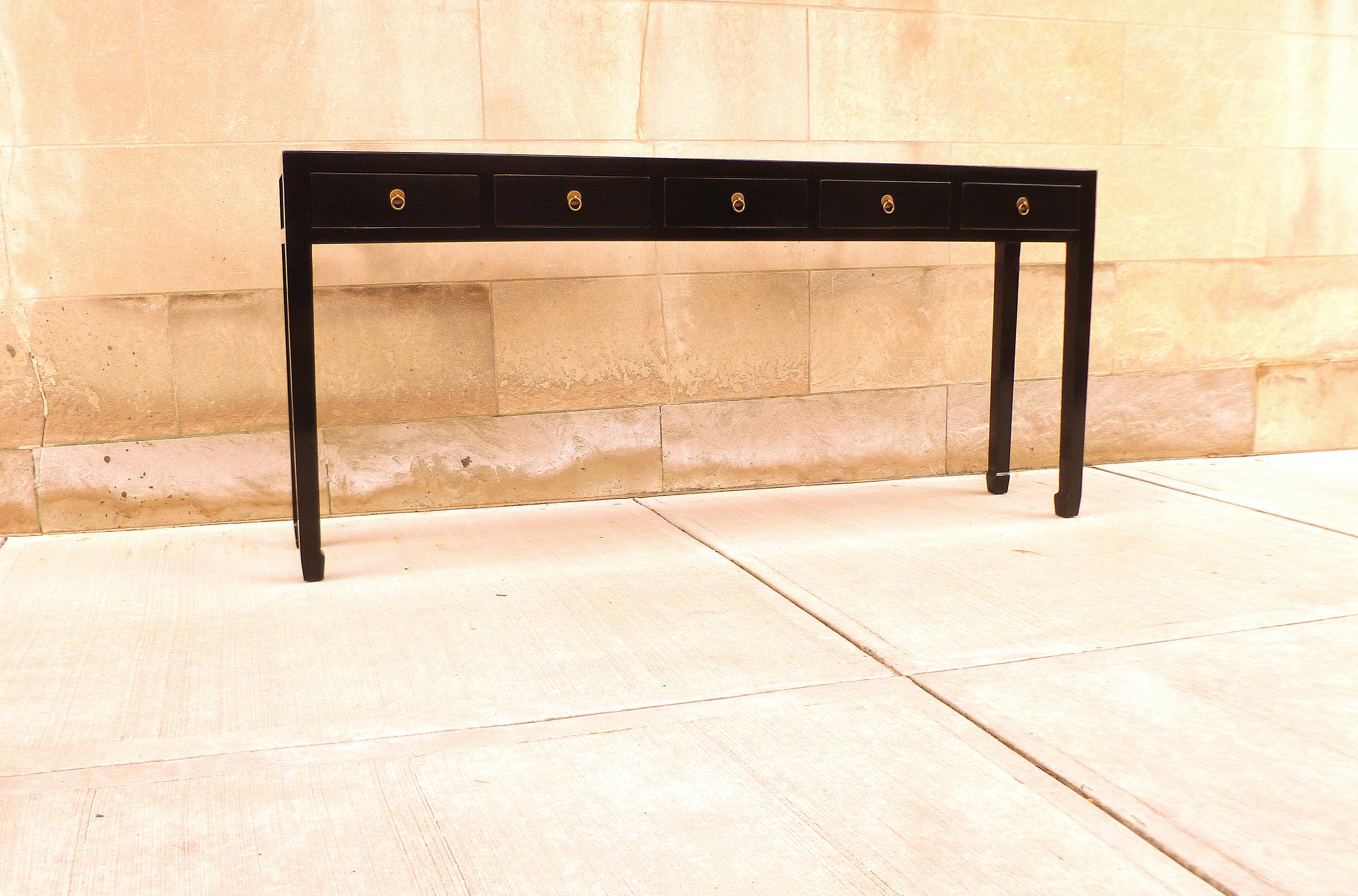 Fine Black Lacquer Console Table For Sale at 1stDibs