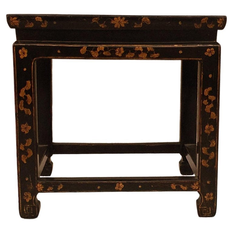 Fine Black Lacquer Stool / End Table at 1stDibs